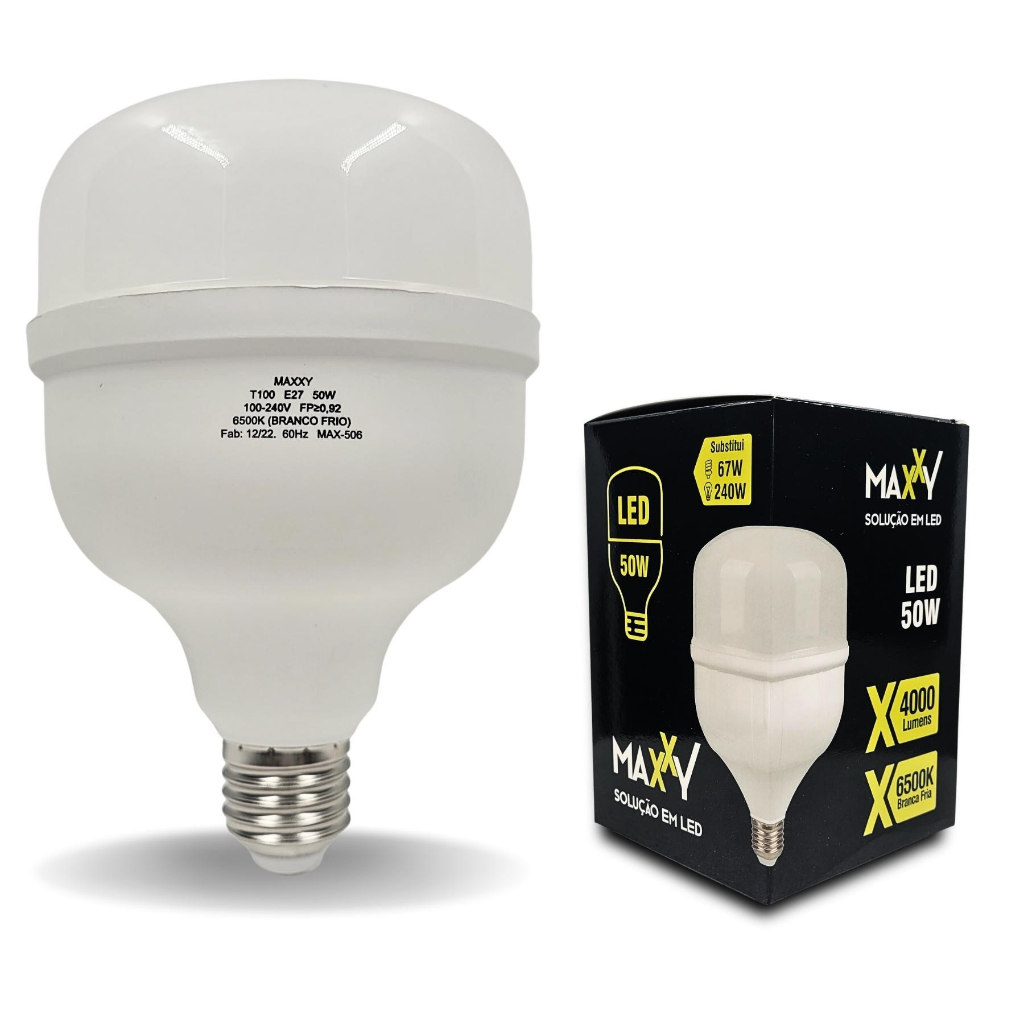 Lâmpada LED Bulbo 50W Branco Frio 6500k Soquete E27 Bivolt 110v 220v Alta potência e econômica ...