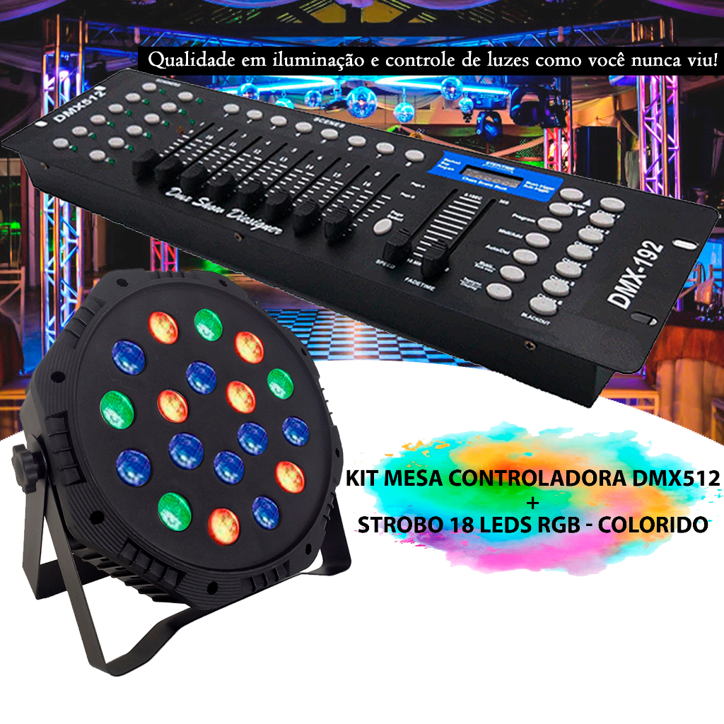 Kit Mesa Dmx 512 Refletor + Canhão Par 18 Led Efeito Strobo | Shopee Brasil