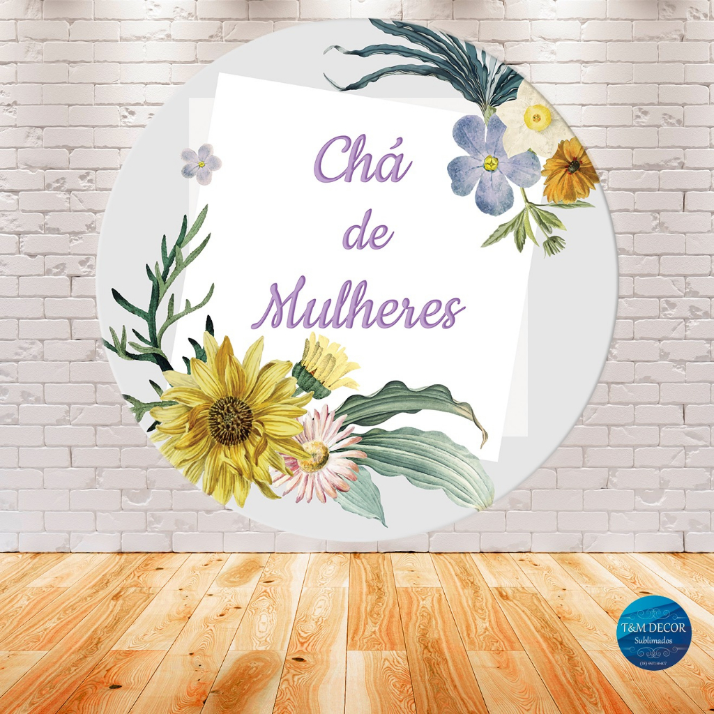 Painel de festa em tecido sublimado 1,5m floral girassol chá de mulheres 18 | Shopee Brasil