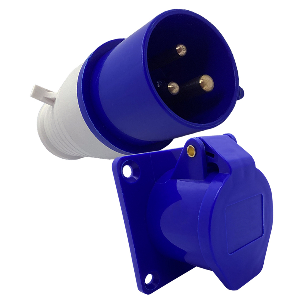 Kit Tomada Industrial Embutir + Plugue Azul Engate Plug IP44 2p+t 6h ...