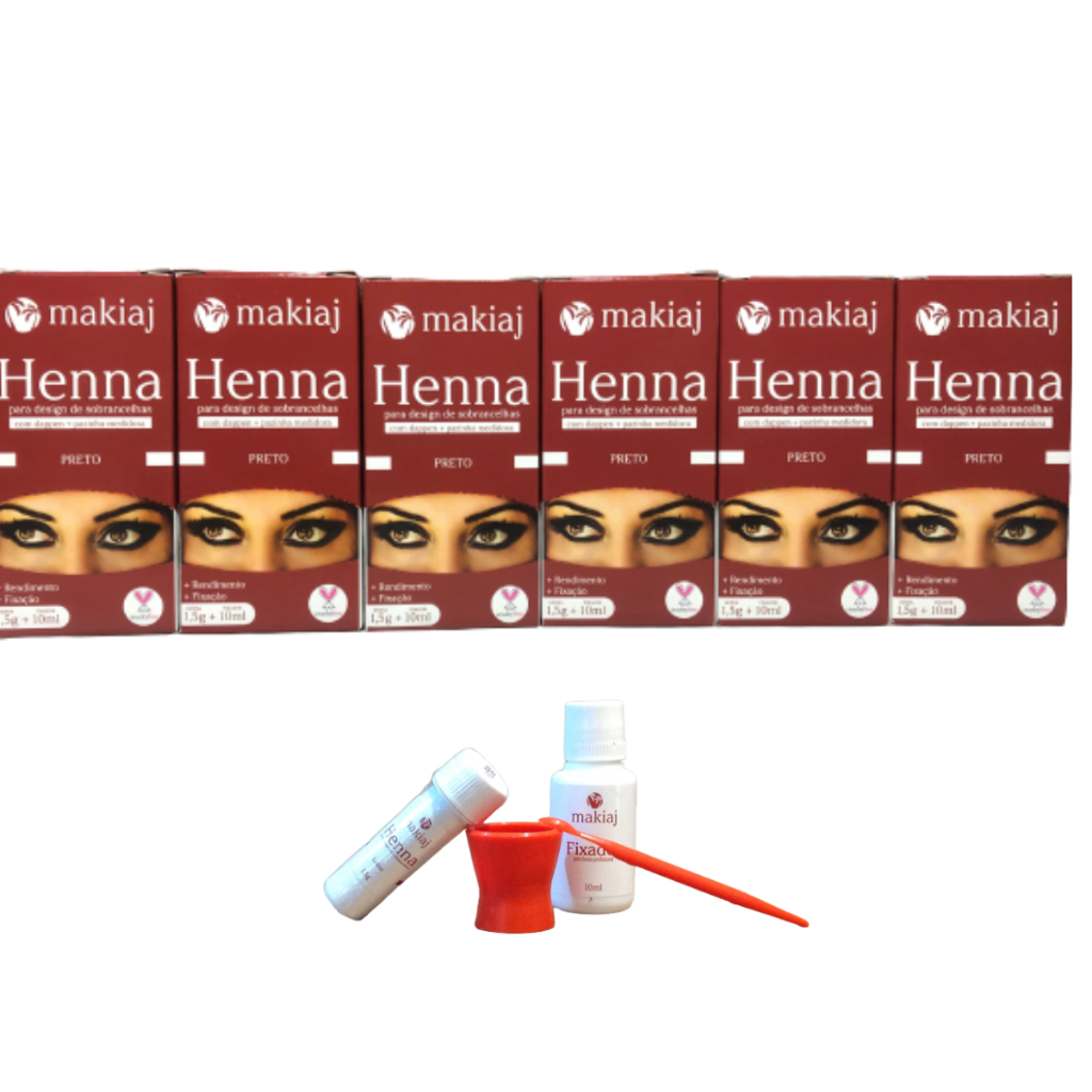 henna makiaj para sobrancelhas com 6 unidades 1,5g + 10ml | Shopee Brasil