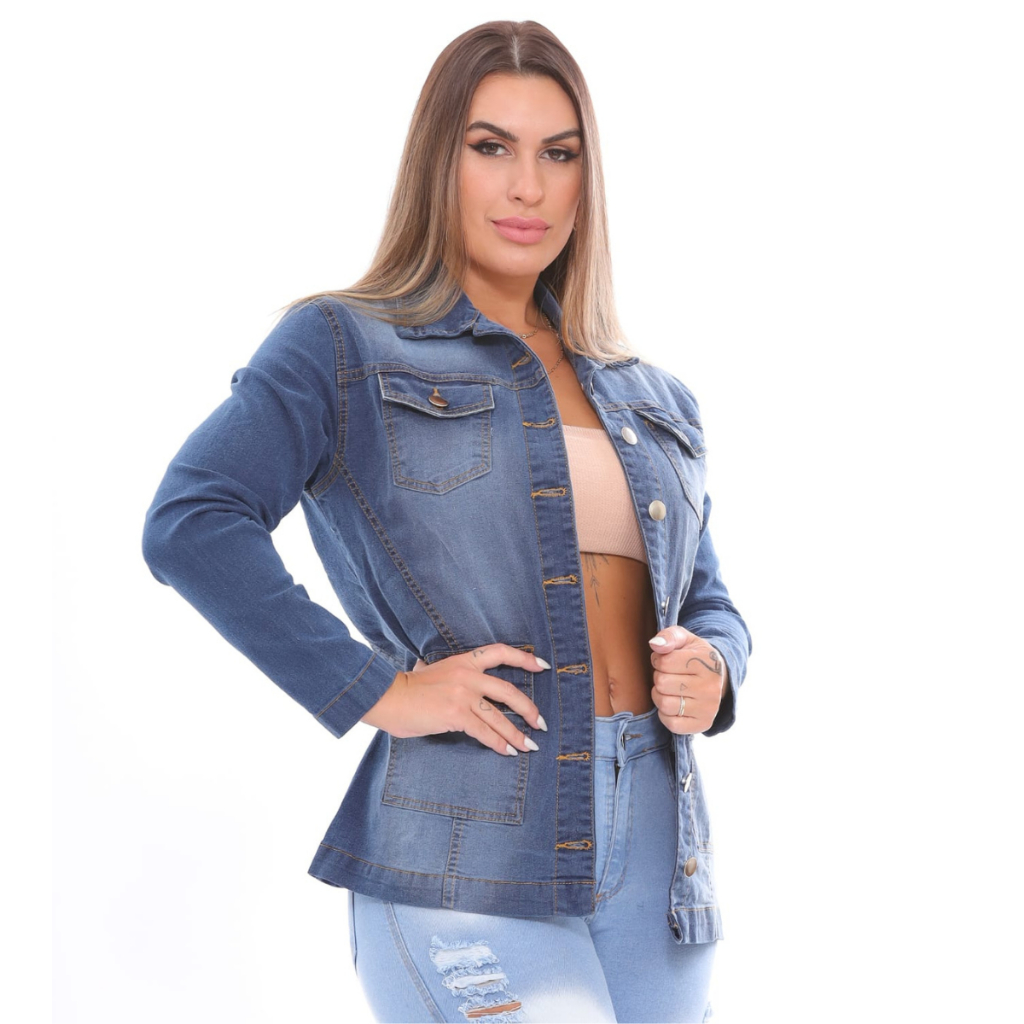Jaqueta Parka Jeans Feminina Clara | Shopee Brasil
