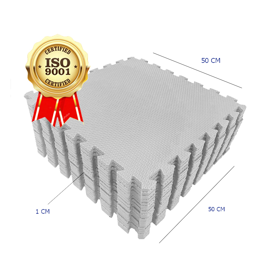 Kit 12 Tapete Tatame Eva Infantil Bebe 50x50x1cm Cinza Claro C/ Bordas ...