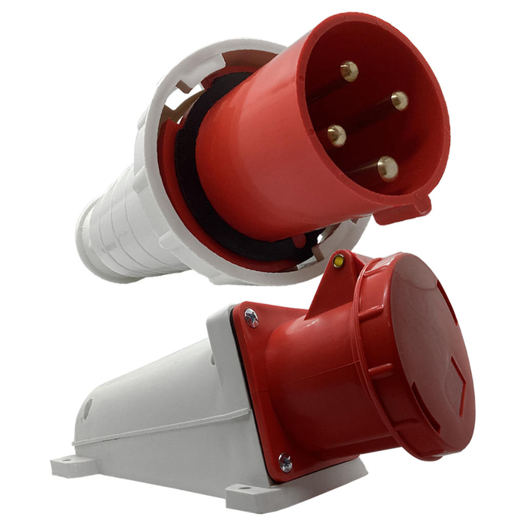 Kit Tomada Industrial Sobrepor + Plugue Vermelho de Parede Engate Plug ...