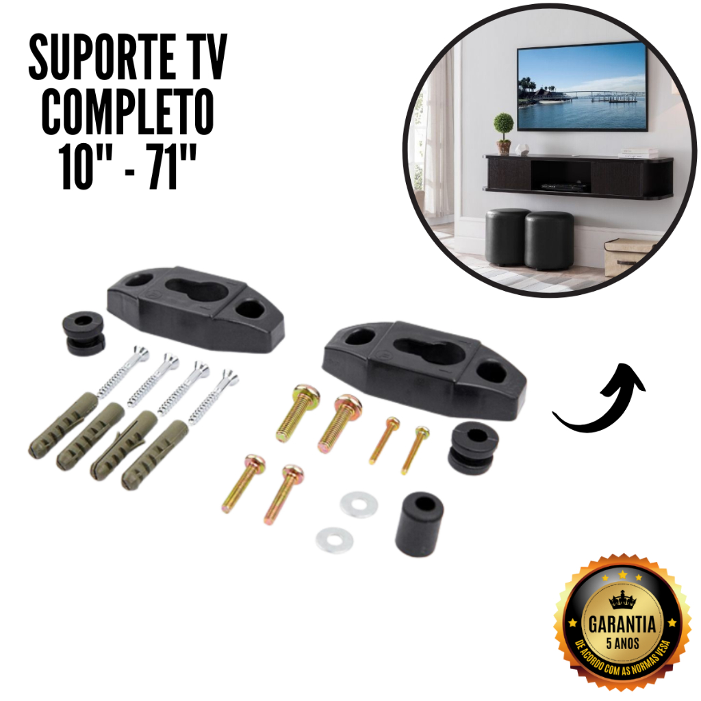 Suporte Tv Apoio Fixo Led Smart Lcd 4k 10'' a 71'' Todas as Tvs Parede ...