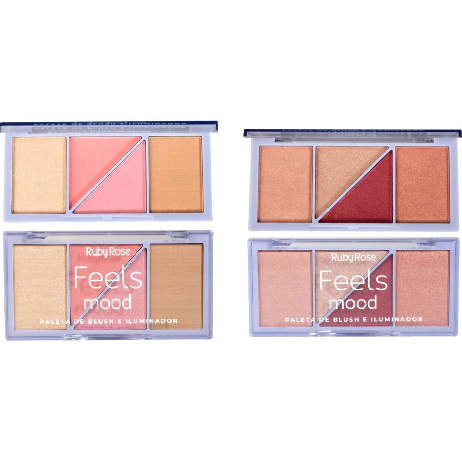 Paleta De Blush e Iluminador Feels Mood Ruby Rose HB-7529 | Shopee Brasil