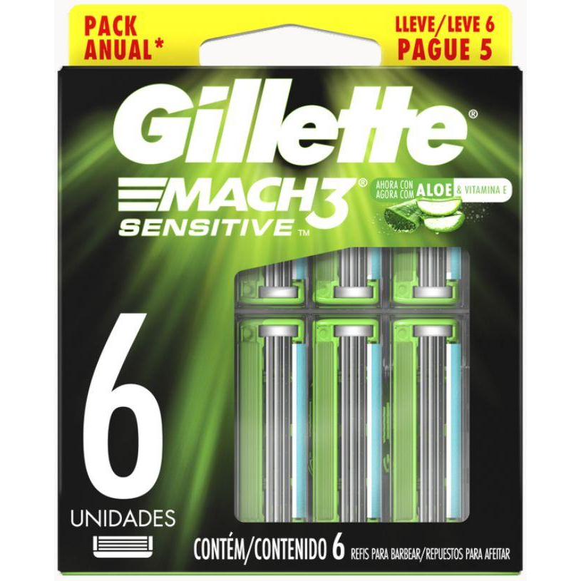 Carga Gillette Mach 3 Sensitive com 6 unidades | Shopee Brasil