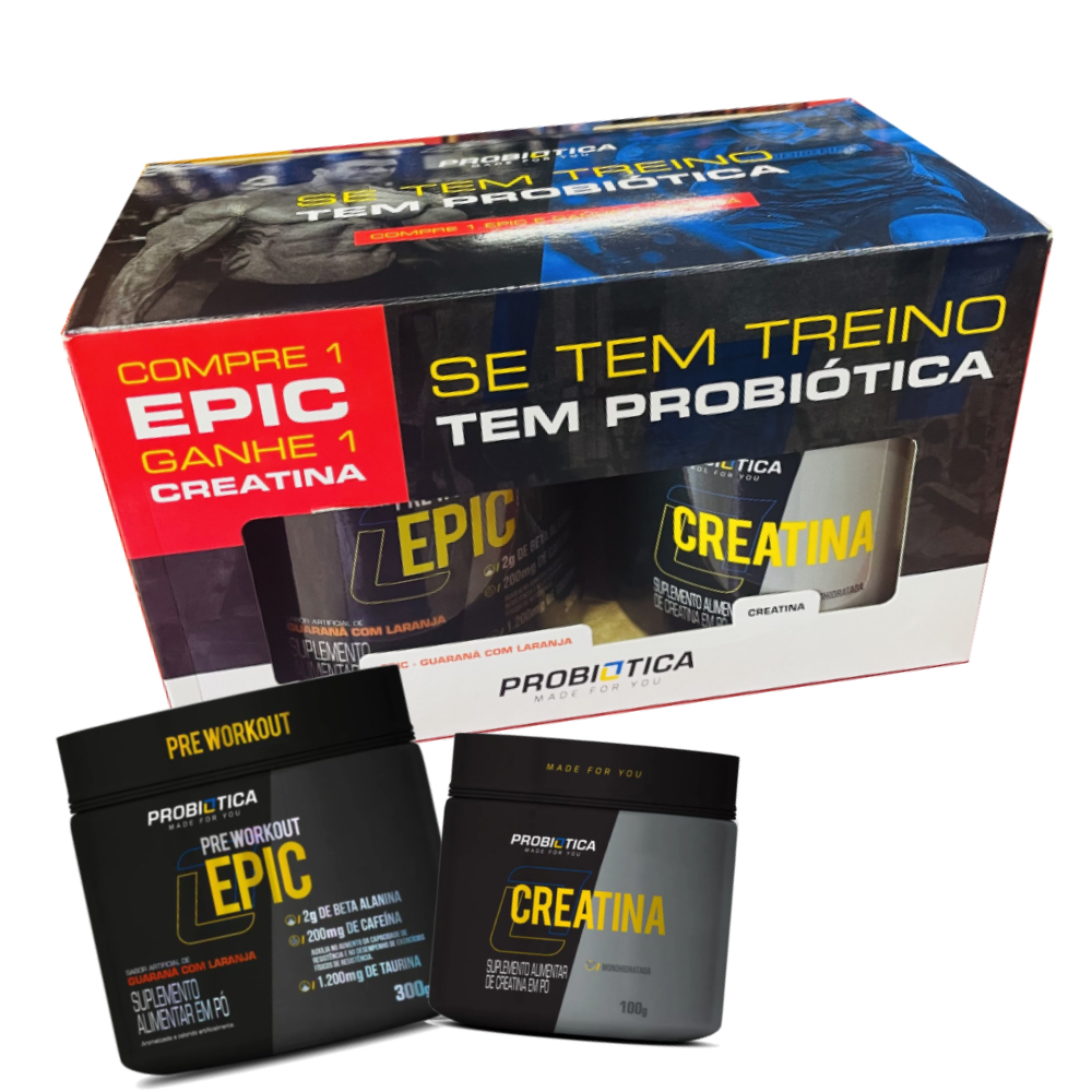 PRE WORKOUT EPIC 300G + CREATINA 100G - PROBIOTICA | Shopee Brasil