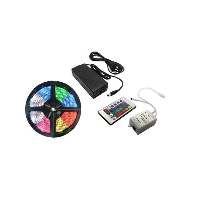 Fita De Led Rgb 5050 5mts + Controladora + Fonte 12v 5a | Shopee Brasil