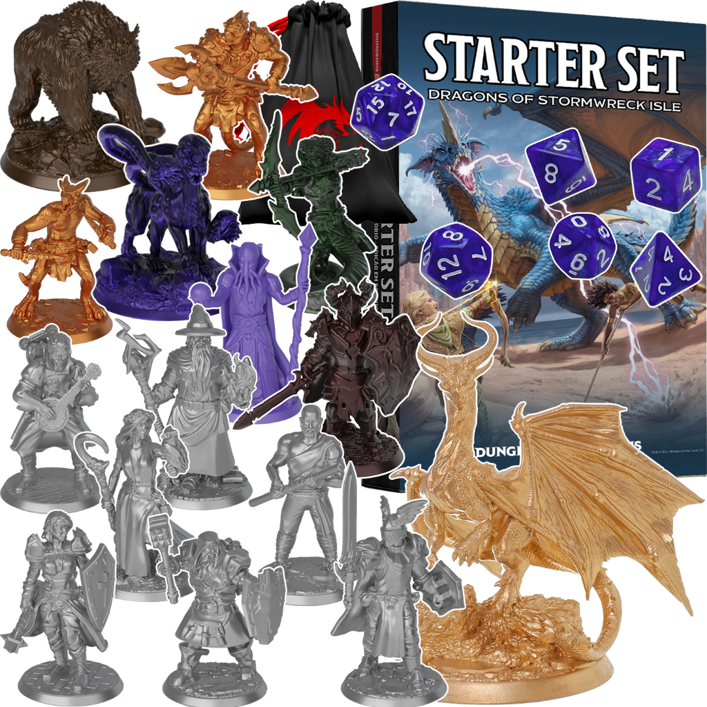 Kit Rpg Com Livro Dungeons and Dragons Ded + Dados + 14 Miniaturas ...