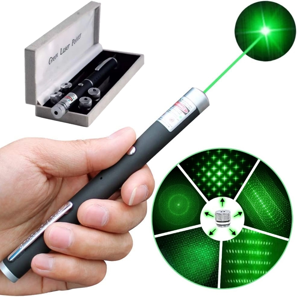 Caneta Laser Pointer Verde 5000MW 5 Pontas Profissional | Shopee Brasil