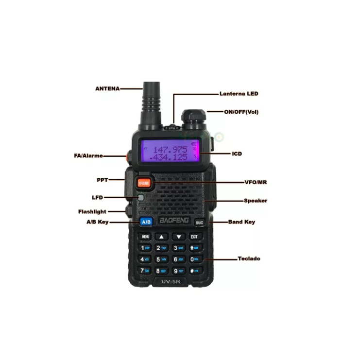 Rádio Comunicador Ht Dual Band Uhf Vhf Uv-5r Fm Fone Portáti Baofeng ...