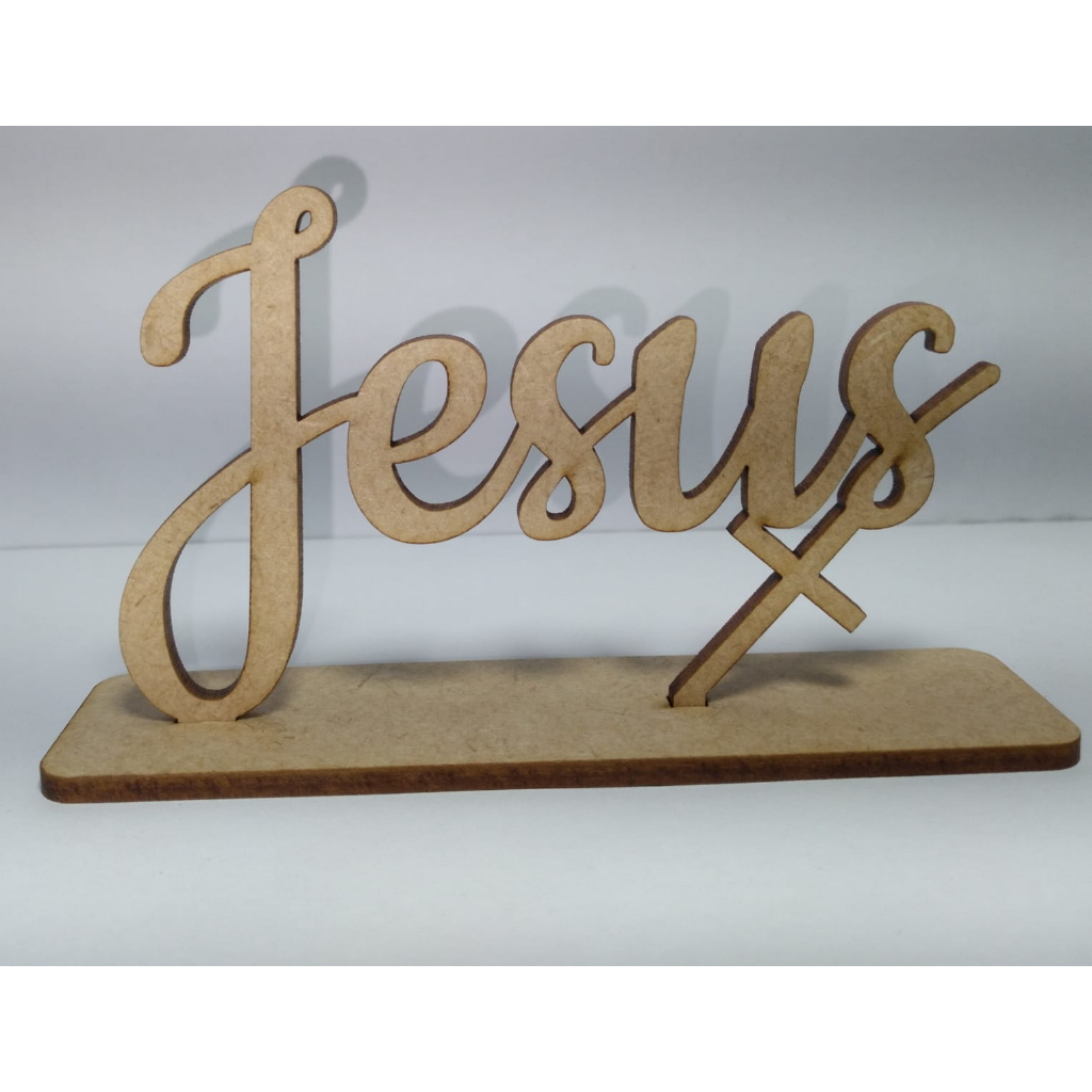 Palavra Jesus Com Base Mdf 3mm ( 12cm x 7,5cm - 12 unidades) | Shopee ...