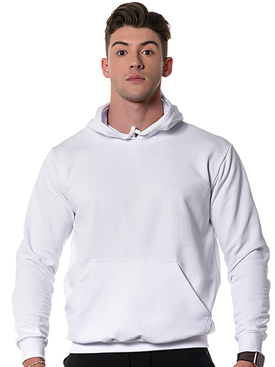 Moletom Branco Masculino com Capuz Forrado Liso | Shopee Brasil