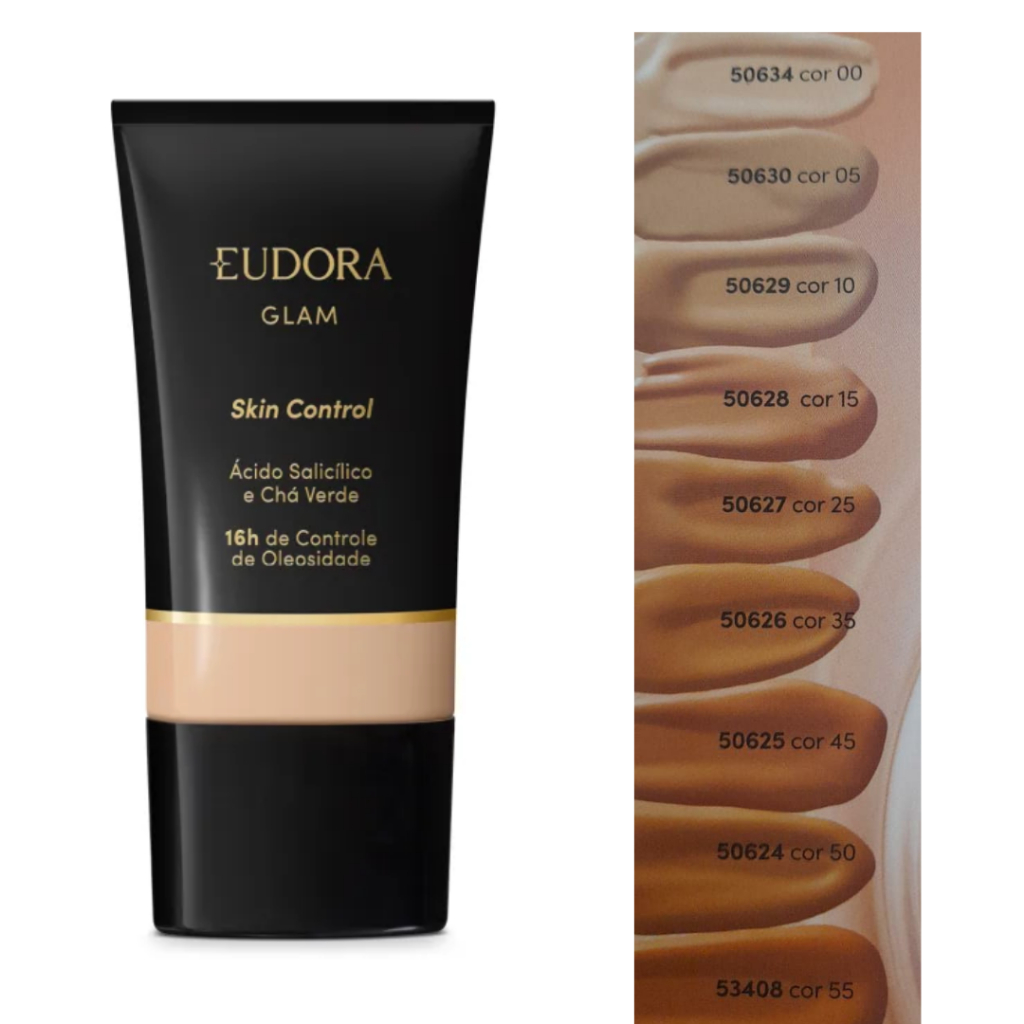 Base Líquida Eudora Glam Skin Control 30ml | Shopee Brasil