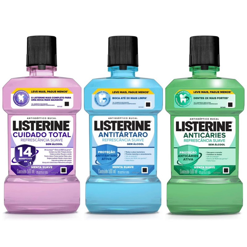 Enxaguante Antisséptico Bucal Listerine Zero Álcool Menta Suave 500 ml ...