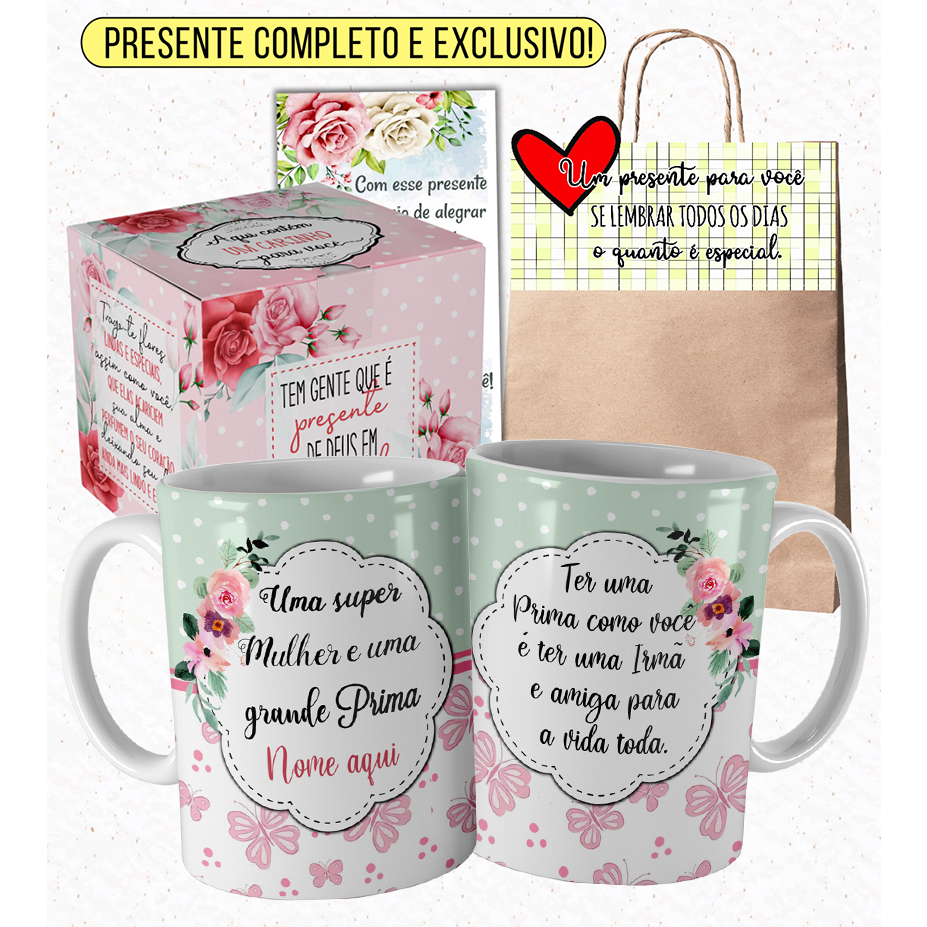 Caneca Prima Linda para Melhor Prima e Amiga Personalizada com Nome e ...