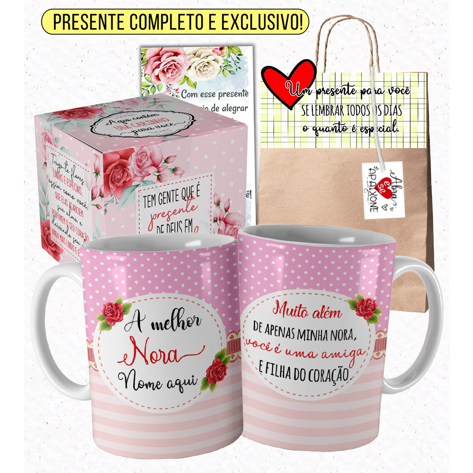 Caneca Nora Melhor Nora do Mundo Lindíssima Personalizada com Nome e ...