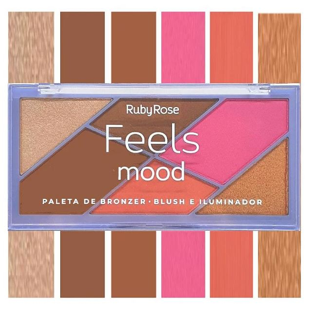 Paleta bronzer Blush e Iluminador Feels mood Ruby Rose | Shopee Brasil