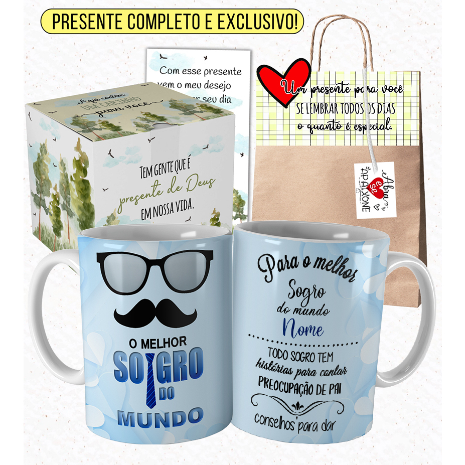 Caneca Sogro Bigode Linda Personalizada com Nome para O Melhor Sogro do ...