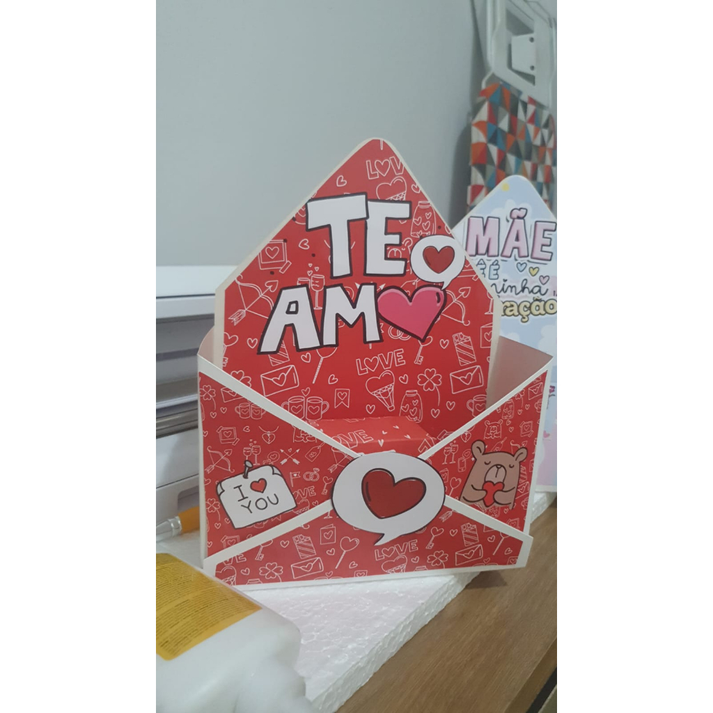 caixa envelope te amo vermelha | Shopee Brasil