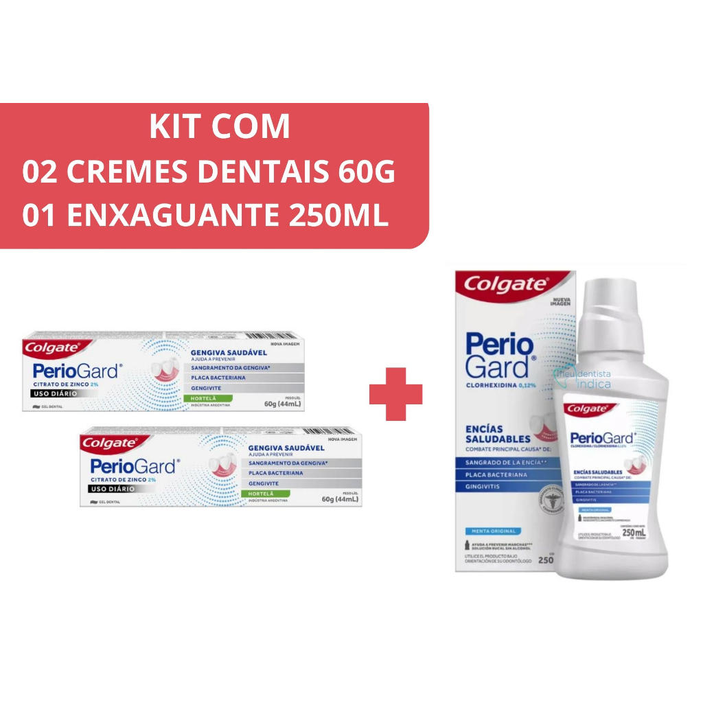 Kit Periogard com 02 Creme Dental Periogard 60g + 01 Enxaguante ...