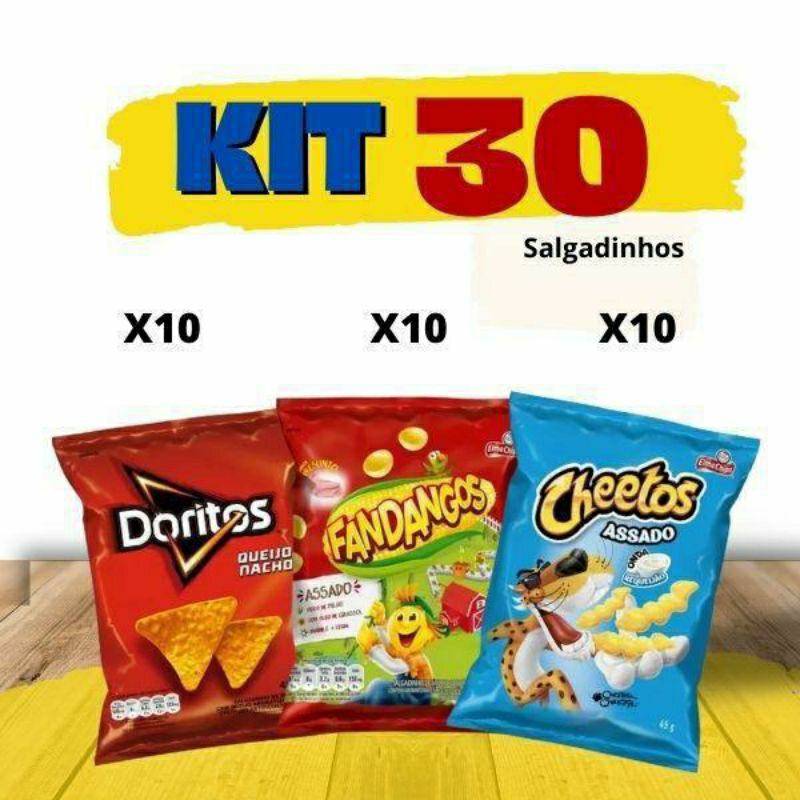 biscoito sortidos Cheetos Fandangos e Doritos caixa com 30 unidades ...