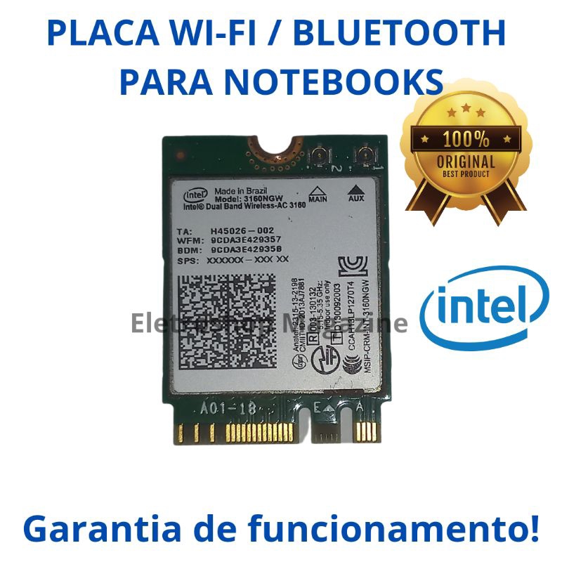 PLACA WI-FI / BLUETOOTH PARA NOTEBOOKS | Shopee Brasil