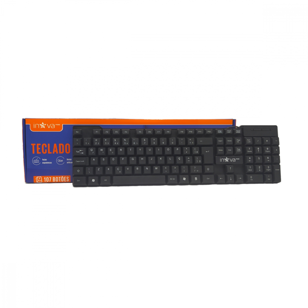 Teclado com fio 107 Botões ABNT2 KEY-11012 | Shopee Brasil