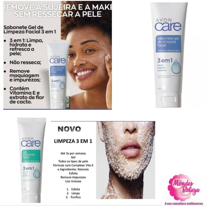 Avon Care Gel Sabonete ou Esfoliante Facial 3 em 1 100ml | Shopee Brasil
