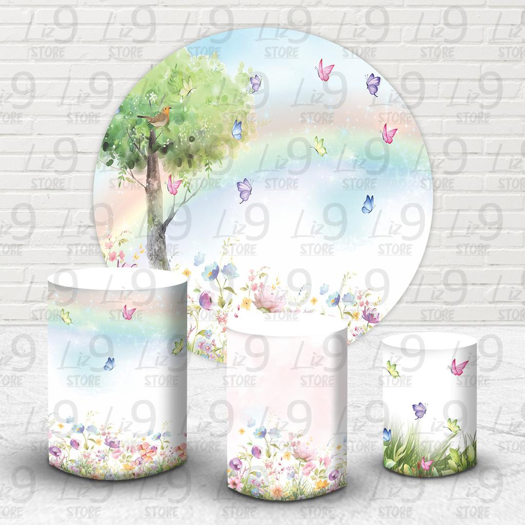 Kit Painel Redondo Sublimado Jardim Encantado 1,50M + Trio Capas de ...