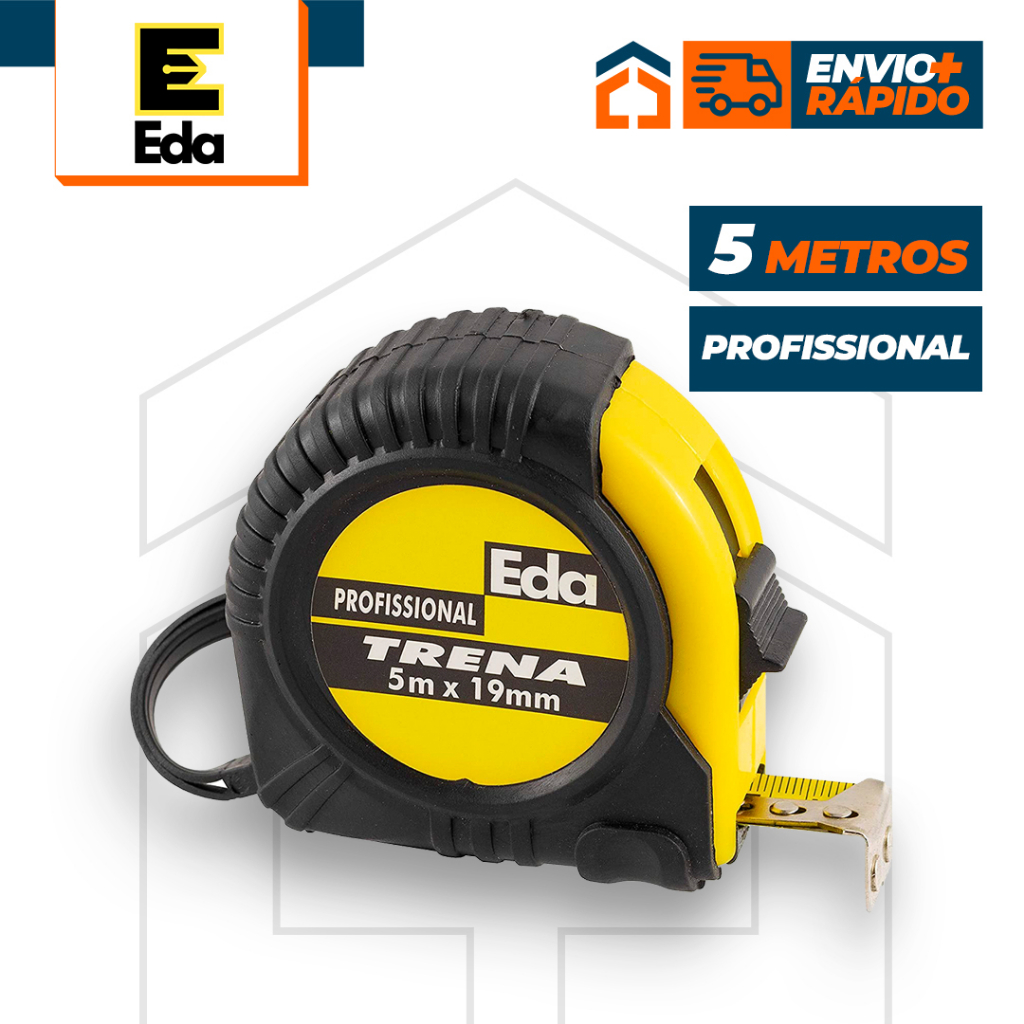 Trena 5 Metros X 19mm Com Imã Emborrachada Fita Metrica Com Trava Eda ...