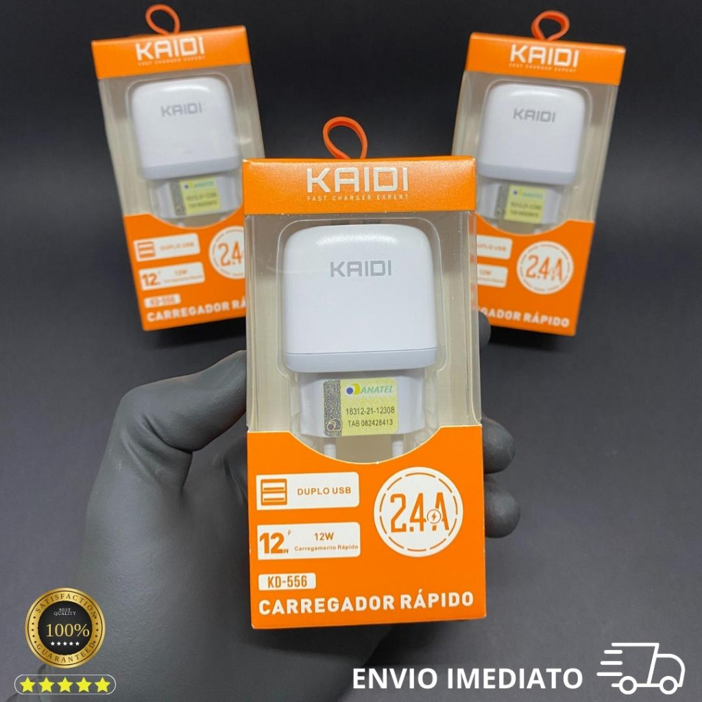 Fonte Carregador Iphone E Android Kaidi Duplo Usb Rapido 2 4a Kaidi Kd