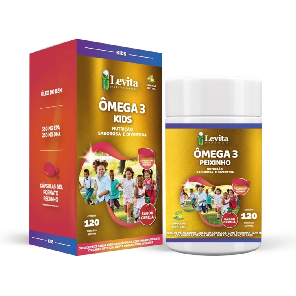 Ômega 3 Infantil Sabor Cereja 500mg 60 Cápsulas Vitamínica | Shopee Brasil