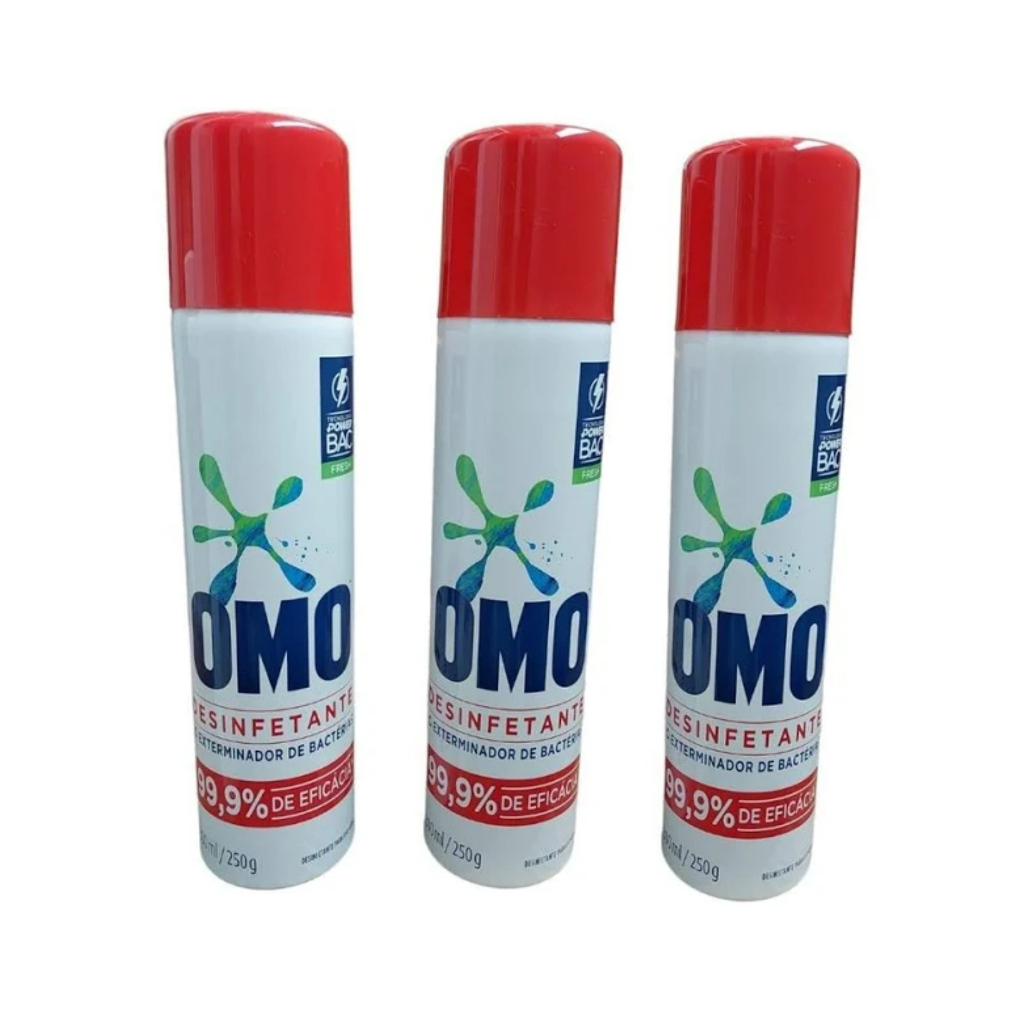 kit com 3 unidades de Desinfetante Omo Spray Aerosol Original 300 Ml ...