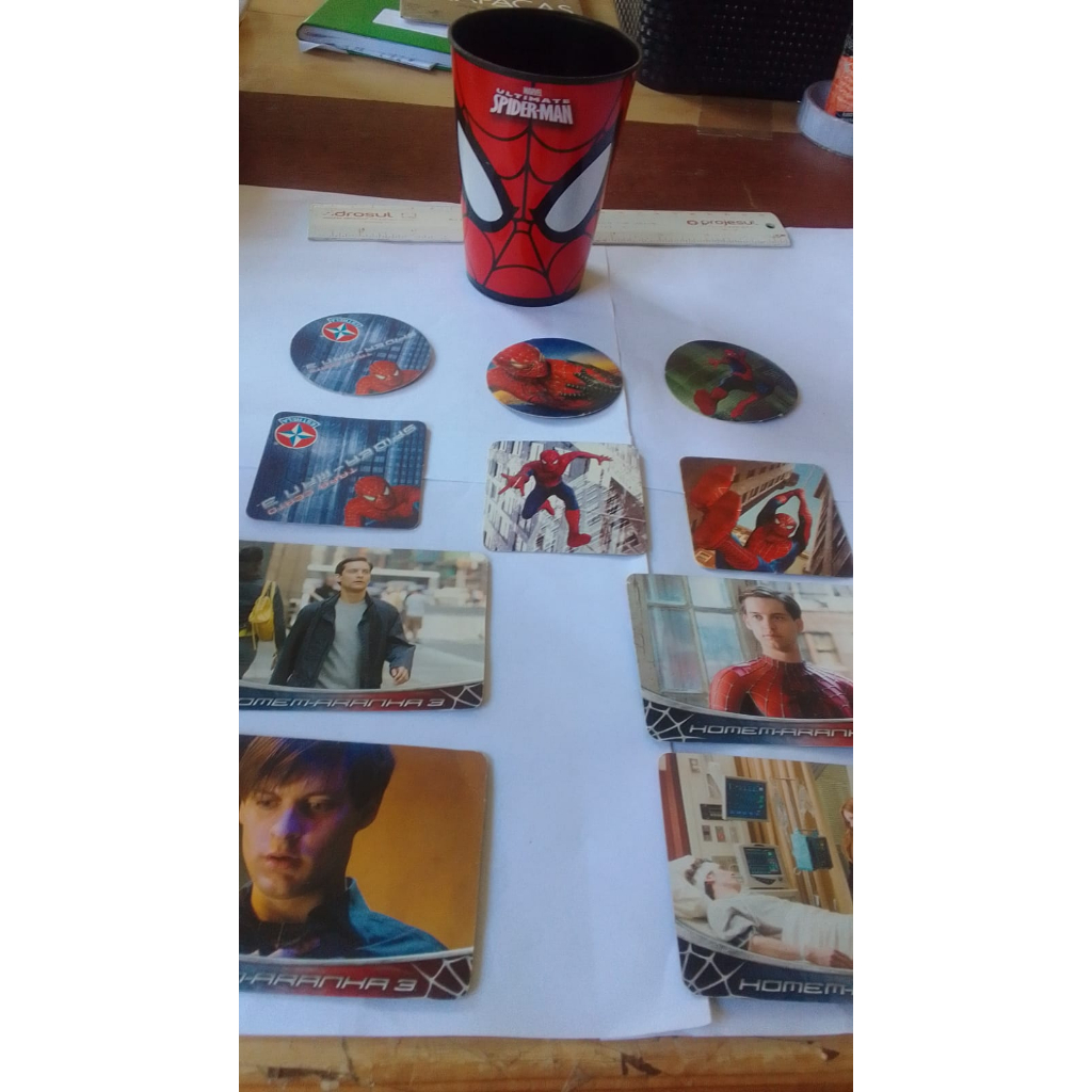 Homem Aranha - Kit Com 1 Copo + 4 Cards + 6 Tazos | Shopee Brasil