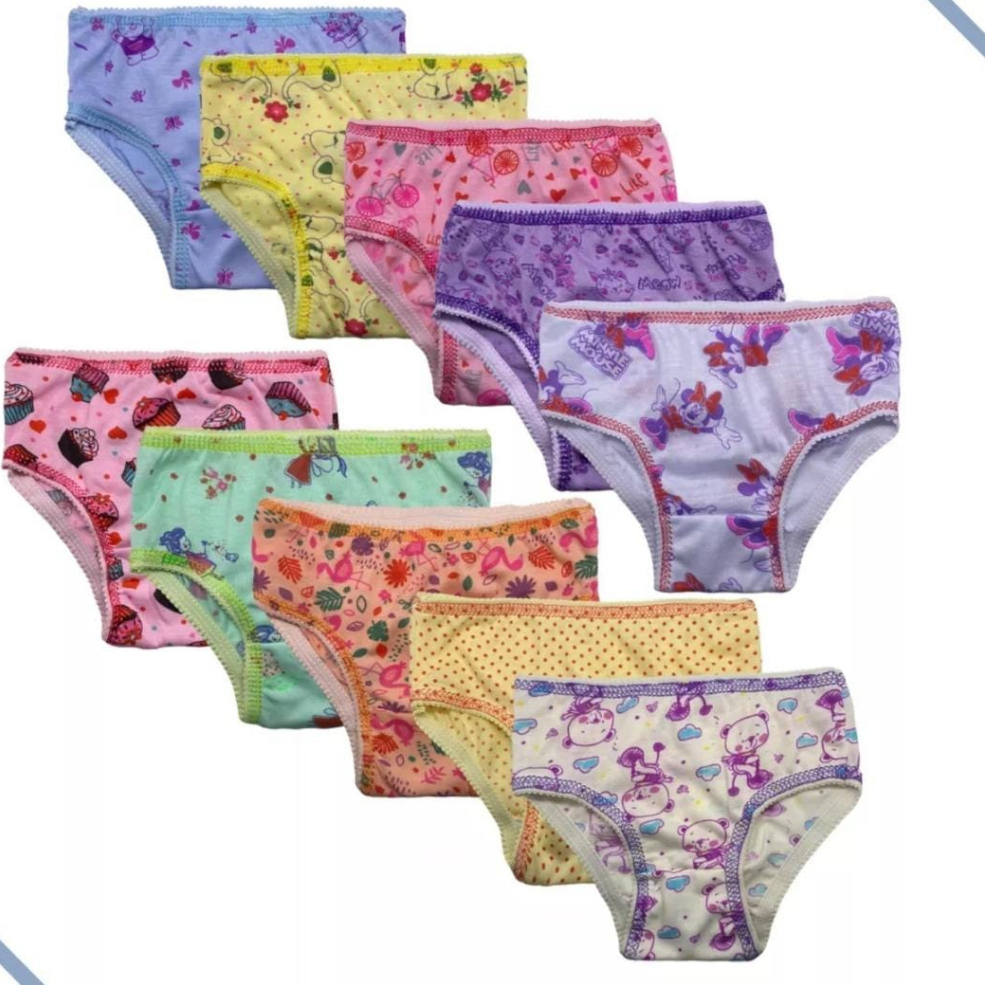 Kit 10 Calcinhas Infantis Estampas Sortidas Premium | Shopee Brasil