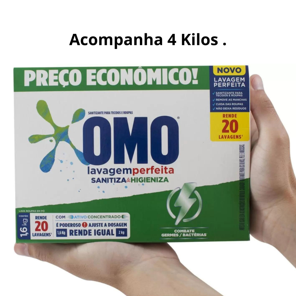 Lava-Roupas Pó Omo Lavagem Perfeita Caixa 4kg Tamanho Família w ...