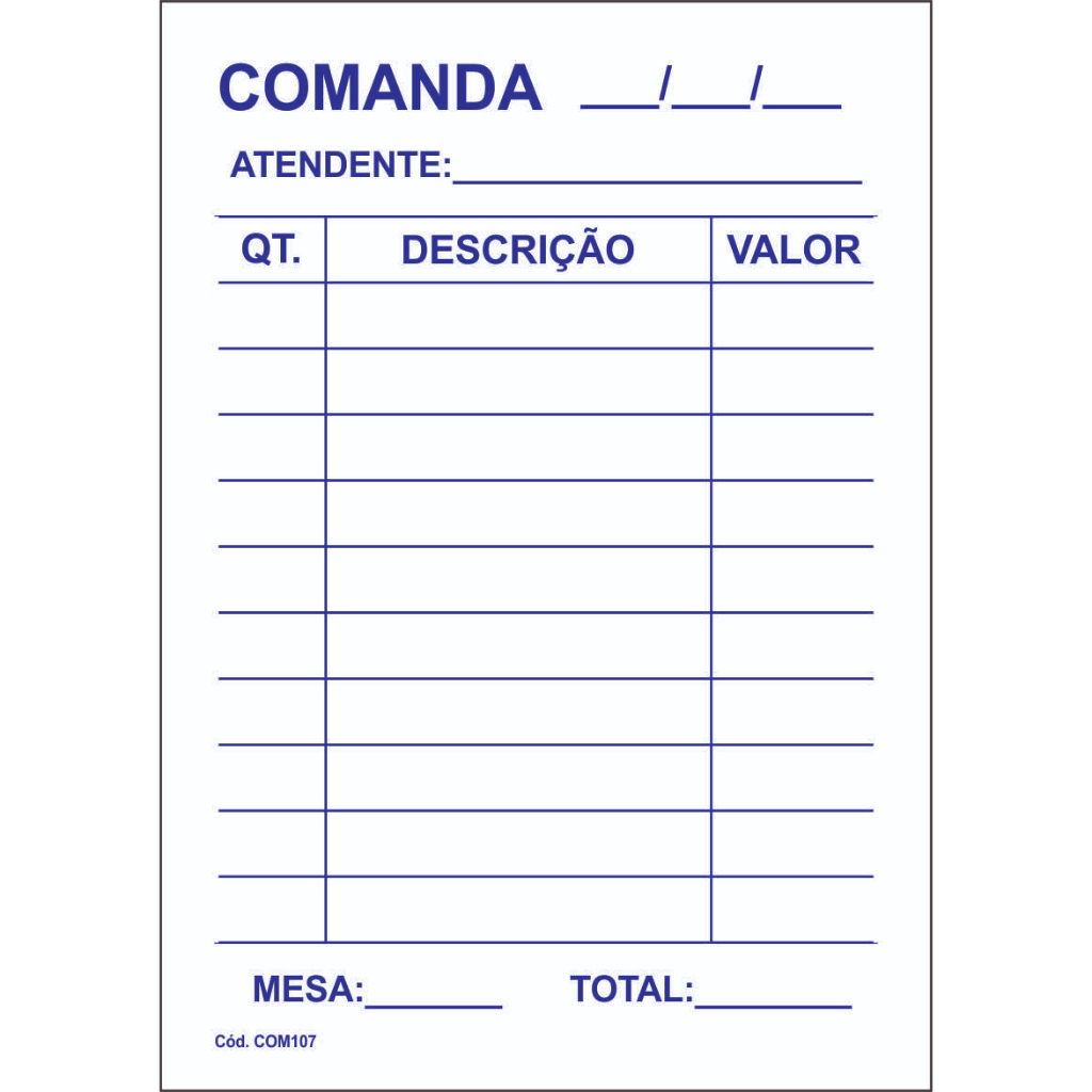 10 Bloco de Comanda Pedido Mesa Restaurante Bar Lanchonete 7x10 cm com 100 folhas | Shopee Brasil