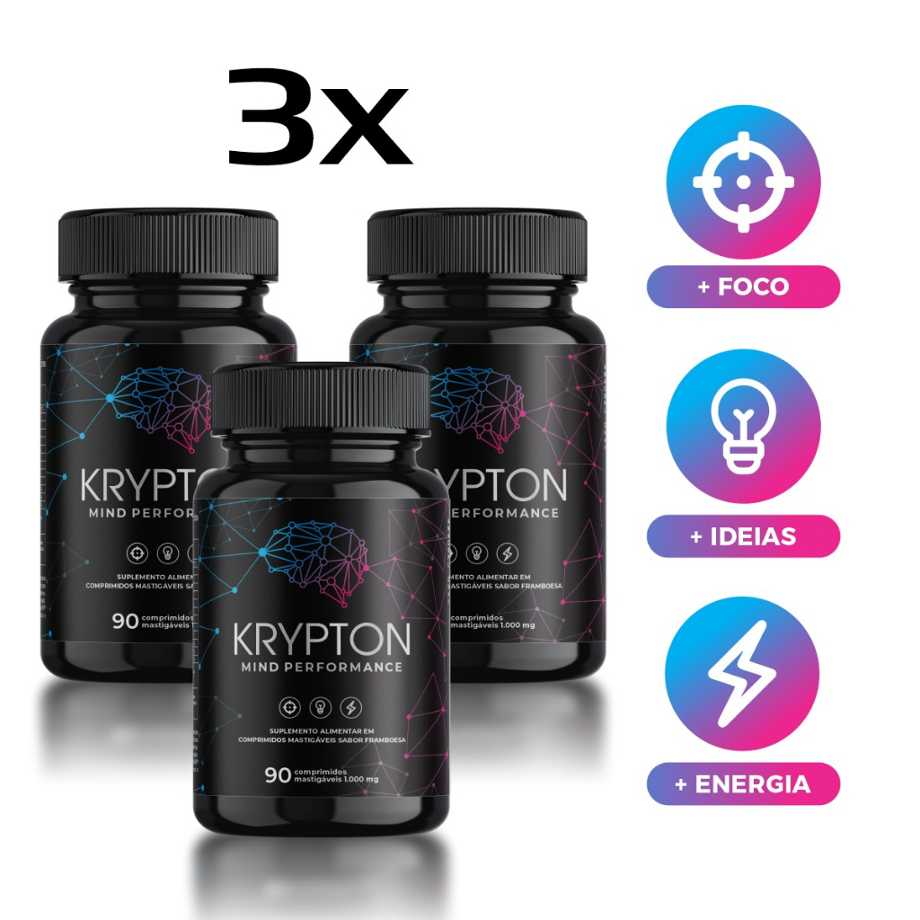 Kit 3X Krypton Para o Estimulo Do Cérebro Com Coenzima Q10 Melhor ...