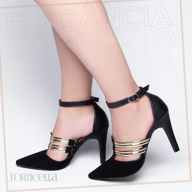 Sapato Scarpin Social Luxo Nobuk Preto Salto Alto Bico Fino | Shopee Brasil