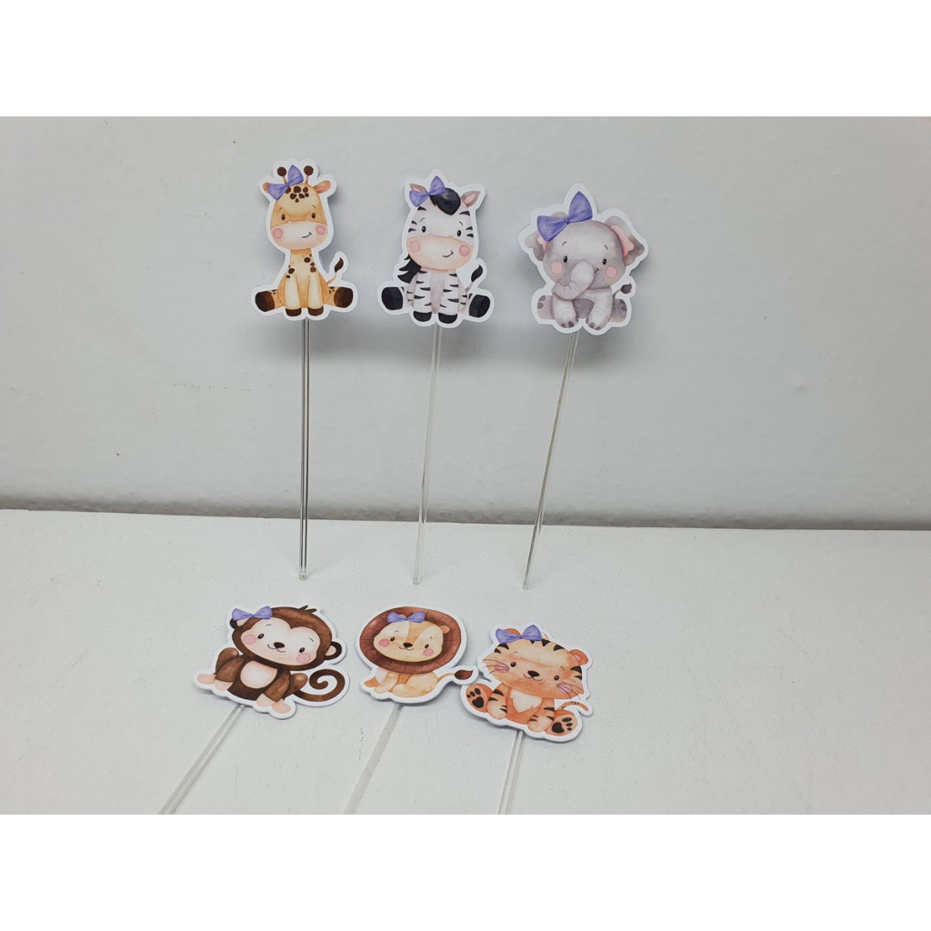 Topper tag safari baby personalizado com palito recortado lembrancinha ...