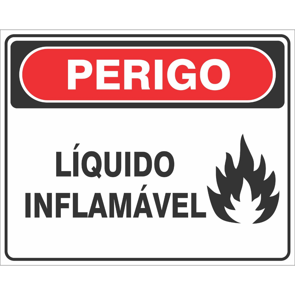 placa perigo liquido inflamavel 20x25 cm | Shopee Brasil