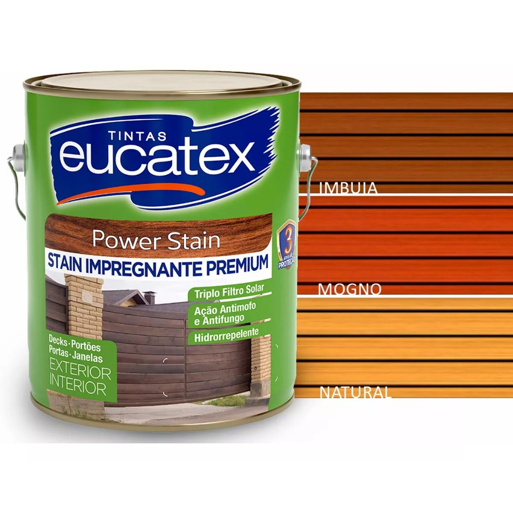 Verniz Power Stain Imbuia Eucatex 3,6 Litros Cor Imbuia | Shopee Brasil