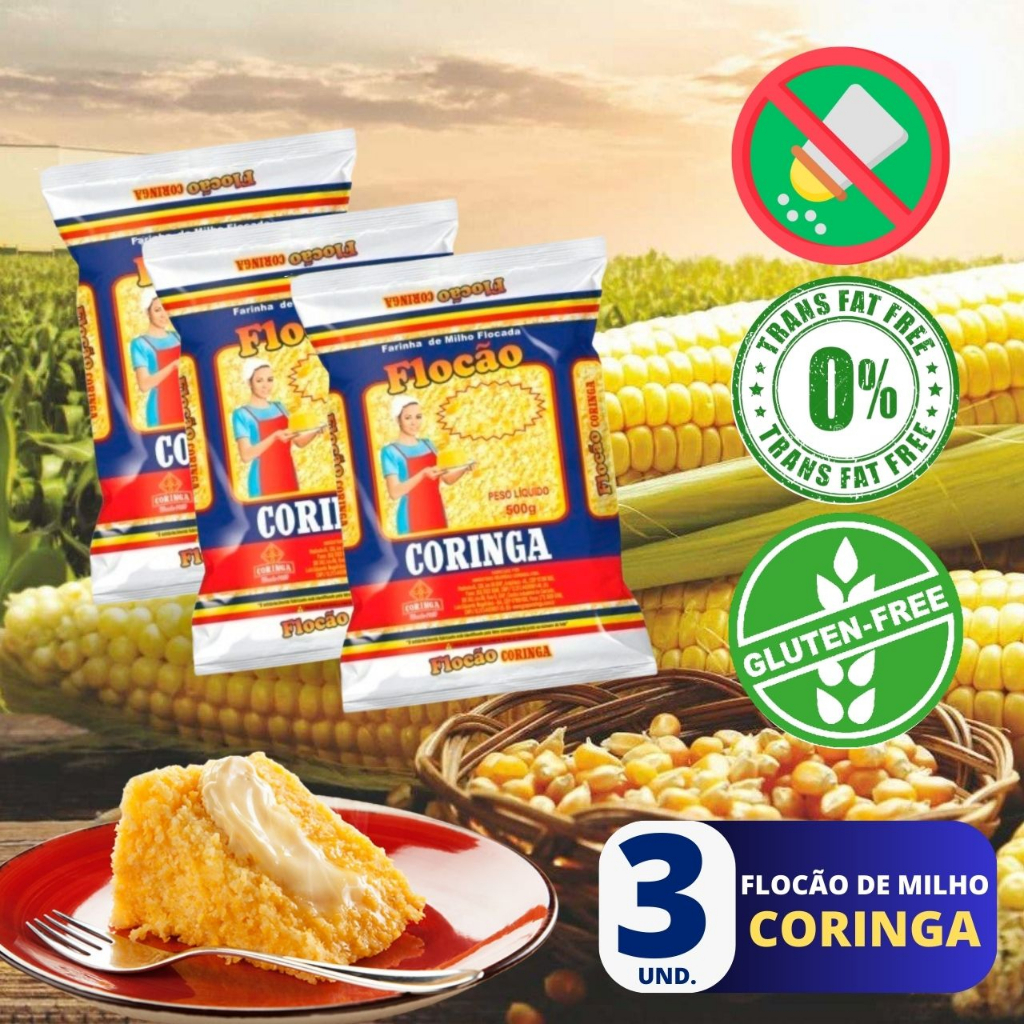 Flocão para cuscuz nordestino massa farinha de milho coringa 3 und ...