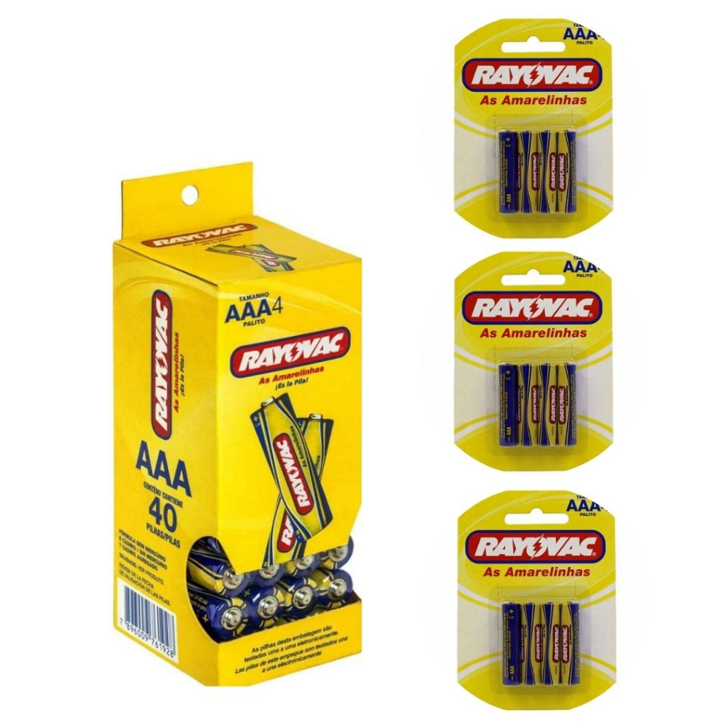 Pilhas Rayovac Palito AAA As Amarelinhas mais famosa do Brasil Caixa com 40 Unidades Brinquedo ...