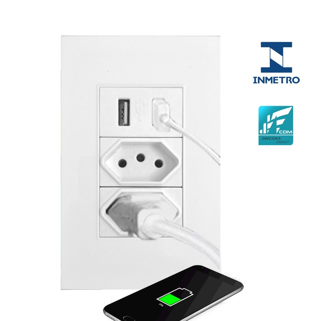 Tomada USB Duas entradas Carregador Turbo Universal Bivolt | Shopee Brasil