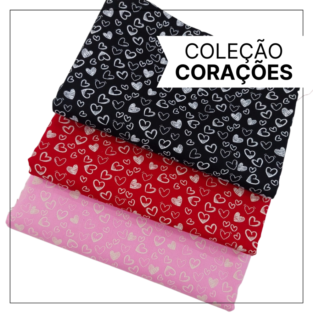 Tecido Tricoline 100% Algodão Coleção Corações Peripan 50cm x 150cm ...