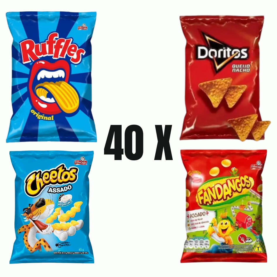 Kit 40 Sortidos Elma Chips - Doritos Cheetos Fandangos Ruffles ( 20 g ) | Shopee Brasil