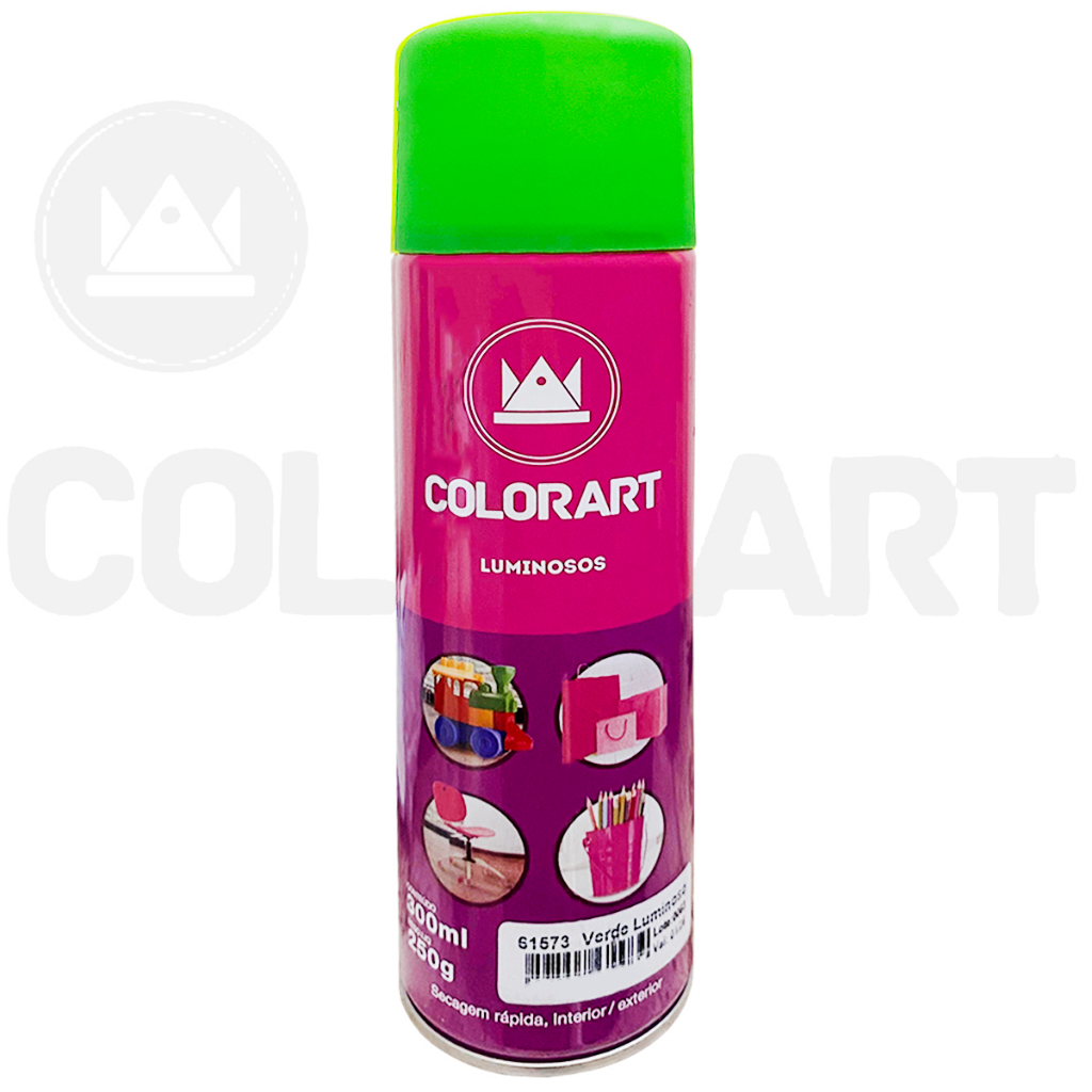 Tinta Spray Fluorescente Luminoso Verde Brilhante Colorart 300ml ...